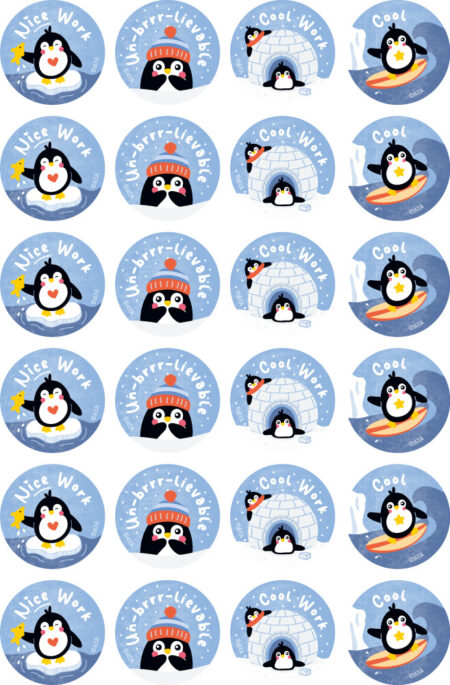 Playful Penguins Stickers 96 pack (MS092) - Educational Art Supplies