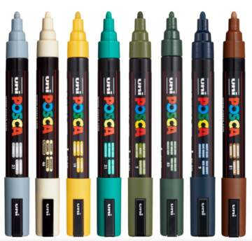 Posca Paint Markers Medium 2.5mm 8pack Earth Colours (PC-5M ...